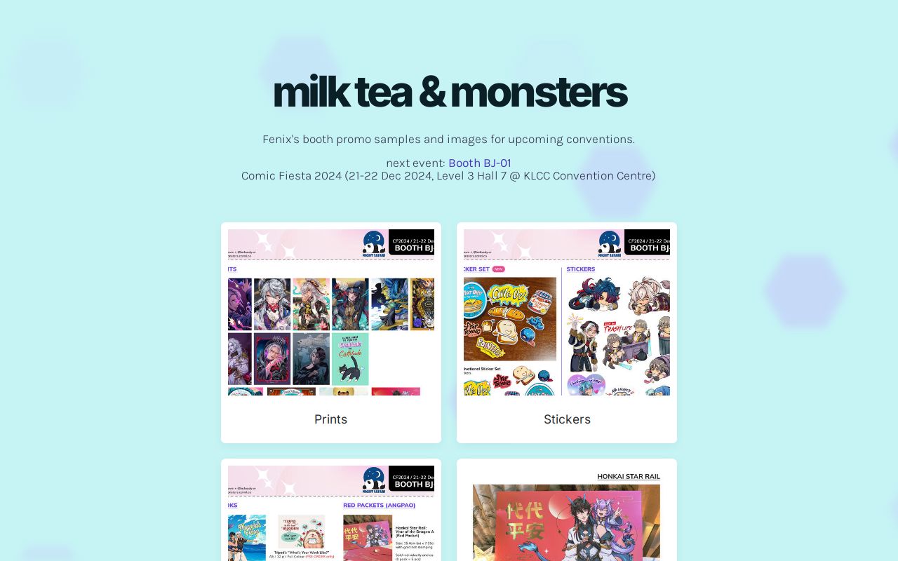 milk tea & monsters - booth info